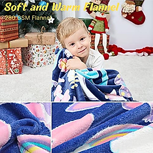 Bood Glow in Dark Blanket for Kids, Dinosaur Blanket for Girls and Boys, Christmas Personalized Gifts for Kids, Boys Blankets and Dinosaur, Blue Dino Soft Fleece Blankets