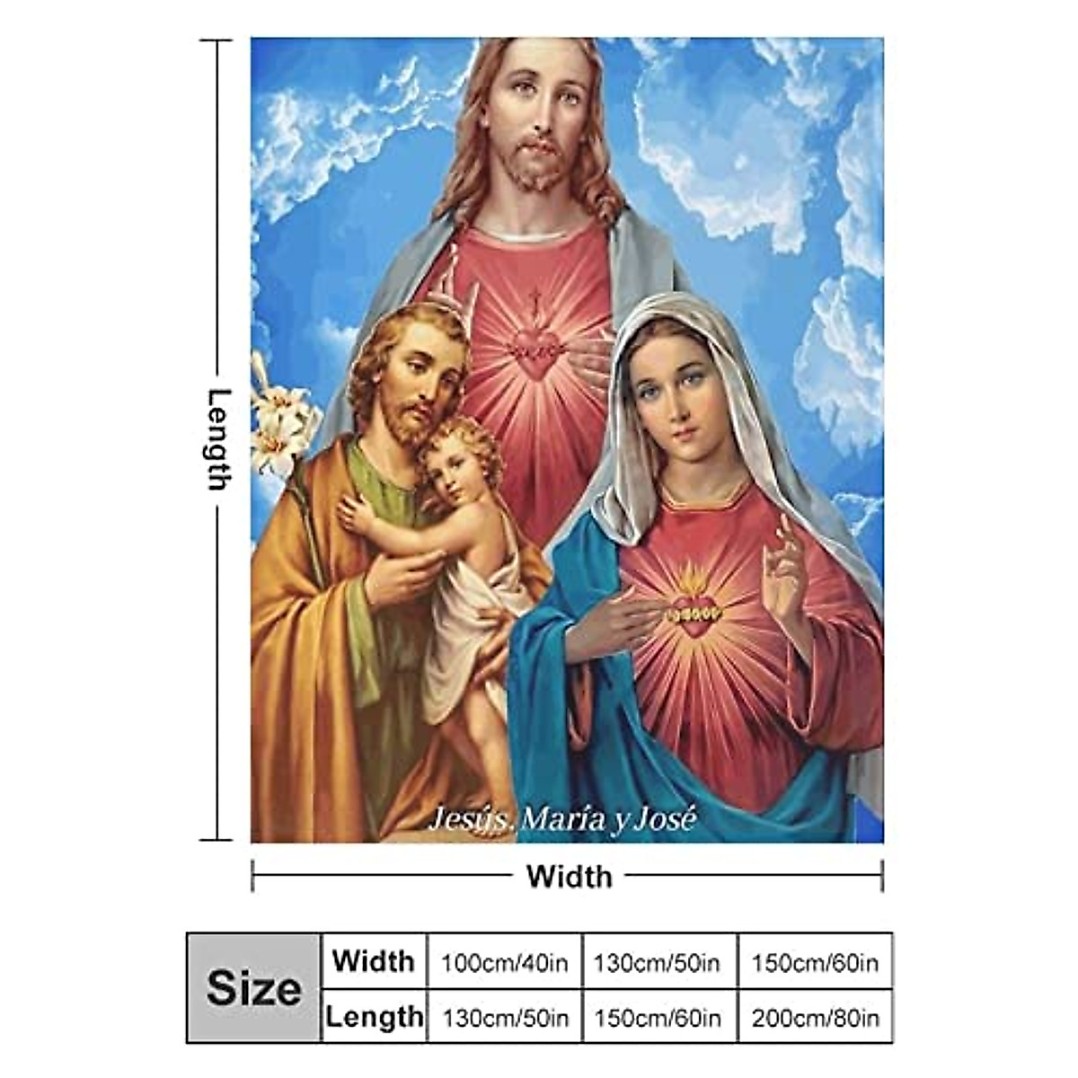 Virgin Mary Jesus Our Lady of Guadalupe Christmas Nativity Cross Festivals Blanket Flannel Fleece Soft and Warm Comfortable for Sofa Bedroom Winter Office and Tourist Camping 60x50 Inch