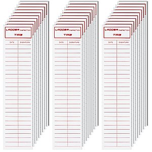50 Sheets Ladder Inspection Labels Safety Stickers for Ladders, 8.5 x 2 Inch Safety Inspection Tags Red on White High Visibility Labels Vinyl Maintenance Stickers for Industrial
