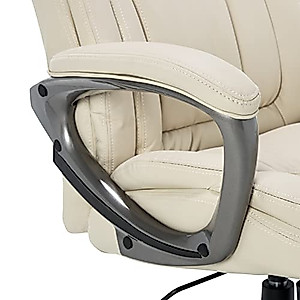 Serta Executive Office Adjustable Ergonomic Computer Chair with Layered Body Pillows, Waterfall Seat Edge, Bonded Leather, Ivory White