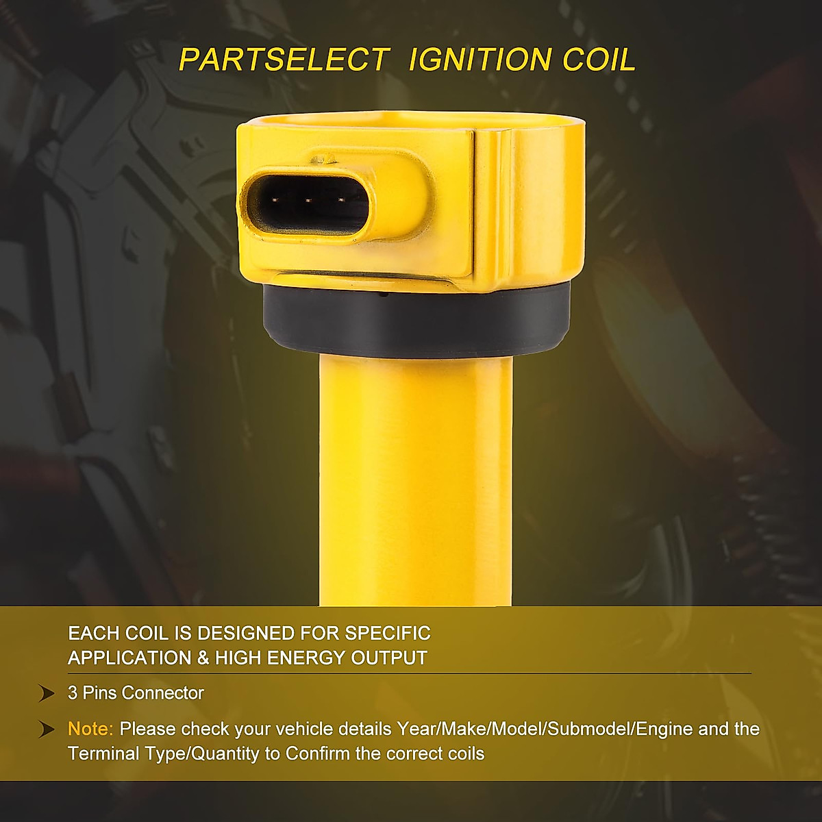 Partselect 6PCS Ignition Coil Pack UF502 4606869AA 4606869AB UF-502 Replacement for 2006-2010 Chrysler 300 Town & Country Sebring Dodge Magnum Charger Nitro Avenger Challenger 2.7L 3.5L 4.0L V6