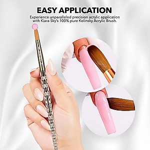 KIARA SKY Black Crystal Acrylic Nail Brush - Professional Nail Tool - Nail Kolinsky Brush - 100% Kolinsky Hand Crafted Nail Tools - Long Lasting Nail Acrylic Brush, #16