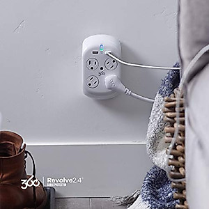 Revolve 2.4 4-Outlet Rotating Surge Tap w/ 2.4A 2-Port USB