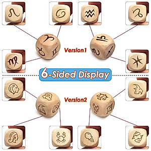 Hometu 4Pcs/Set Creative Zodiac Dice Set - 2 Pairs 12 Constellation Symbol Pattern Dices for Game Divination Accessory (Version1+Version2)