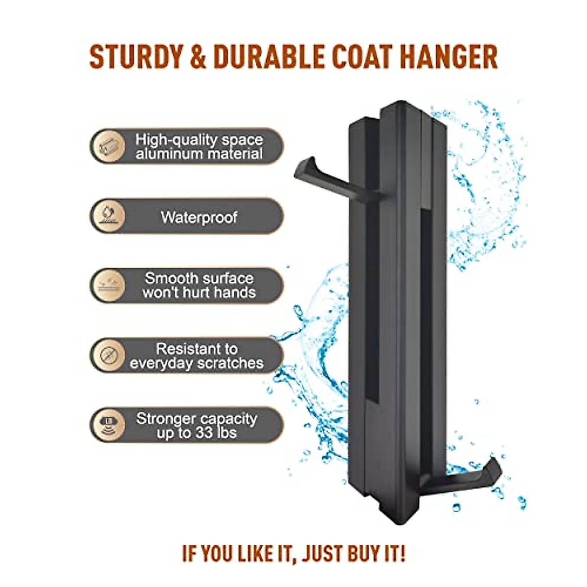 Waterproof Towel Robe Coat Holder for Wall，Foldable Black Towel Hooks，coat rack，Free Perforated，Bathroom Hooks，Black Wall Hooks，Bathroom Towel Holder，adhesive robe hooks for wall，for Bathroom，Kitchen