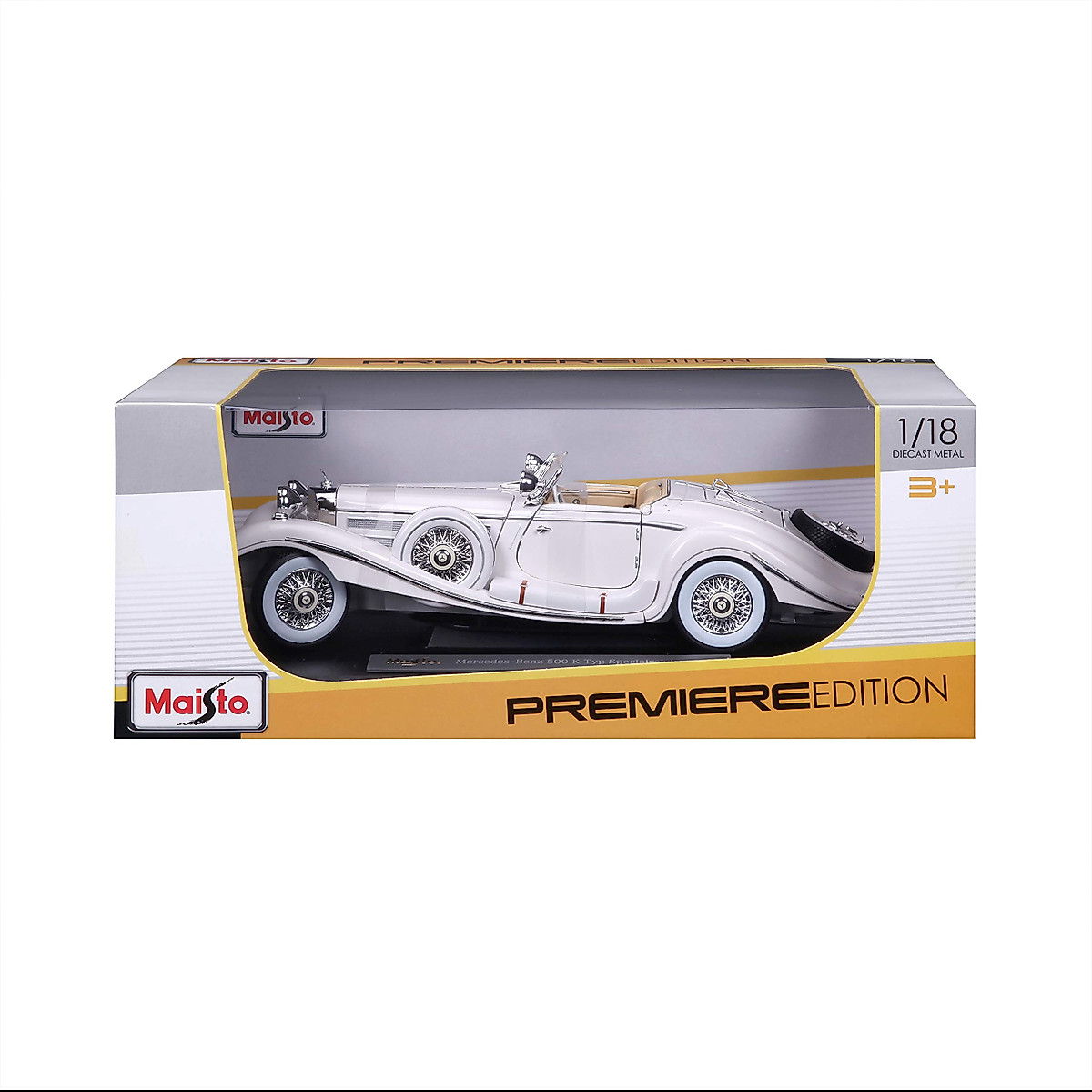 Maisto 1:18 Scale 1936 M-B 500 K Type Specialroadster Diecast Vehicle , White