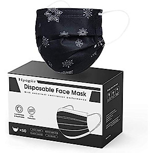 50 Pack Black Disposable 3 Ply Individually Wrapped Face Masks For Daily Protection