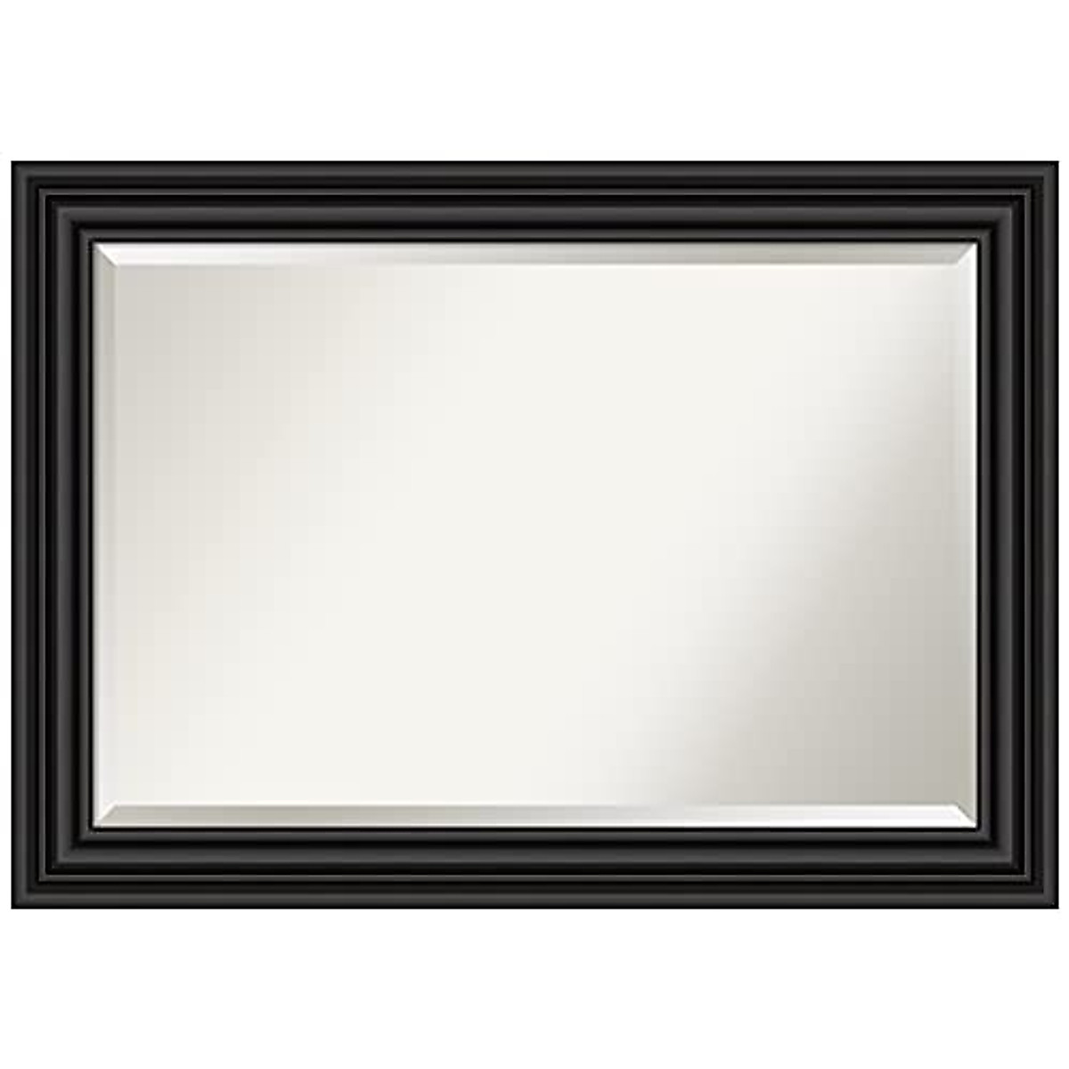 Amanti Art Beveled Bathroom Mirror (30 x 42 in.), Colonial Black Frame - Wall Mirror Black, Large