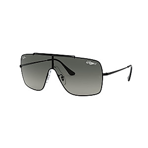 Ray-Ban RB3697 Wings II Square Sunglasses, Black/Grey Gradient Dark Grey, 35 mm