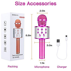 IJO Handheld Bluetooth Karaoke Microphone-Birthday Fun Singing Toys for Kids Age 3 4 5 6 7 8 9 10 Years Old Girls and Boys(Rose Red)