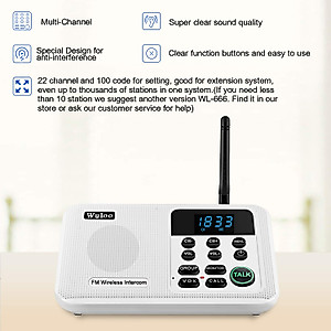 Wuloo Intercoms Wireless for Home 1 Mile Range 22 Channel 100 Digital Code Display Screen, Wireless Intercom System for Home House Business Office, Room to Room Intercom Communication(3Stations White)