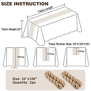 2 Pack Table Runners - SGAOFIEE 10ft Beige Cheesecloth Table Runner,35x120 inches Boho Table Runner,Rustic Sheer Table Decor for Romantic Bridal Shower, Baby Shower, Birthday Party Cake Table(Beige)