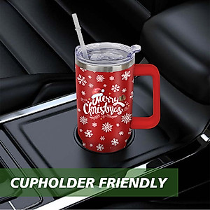 qoepfnsh Christmas Tumbler 40 oz Christmas Tumblers with Handle and Straw Farmhouse Red Snowman Stainless Steel Insulated Coffee Cups Mugs Christmas Gifts Stuff Decor for Women Girls