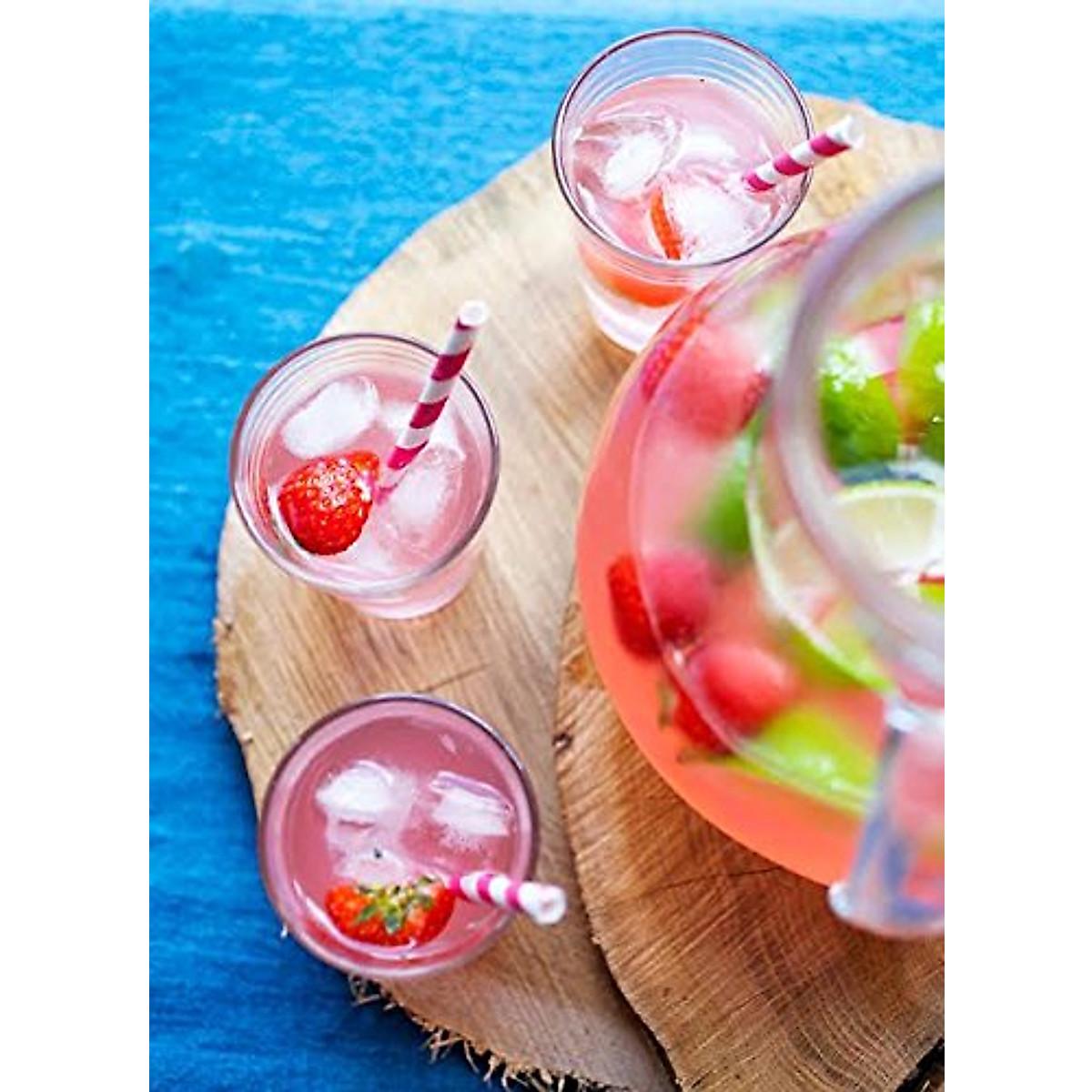 Outside the Box Papers Strawberry Shortcake Theme Polka Dot and Striped Paper Straws 7.75 Inches 100 Pack Red, Pink, Lime Green, White