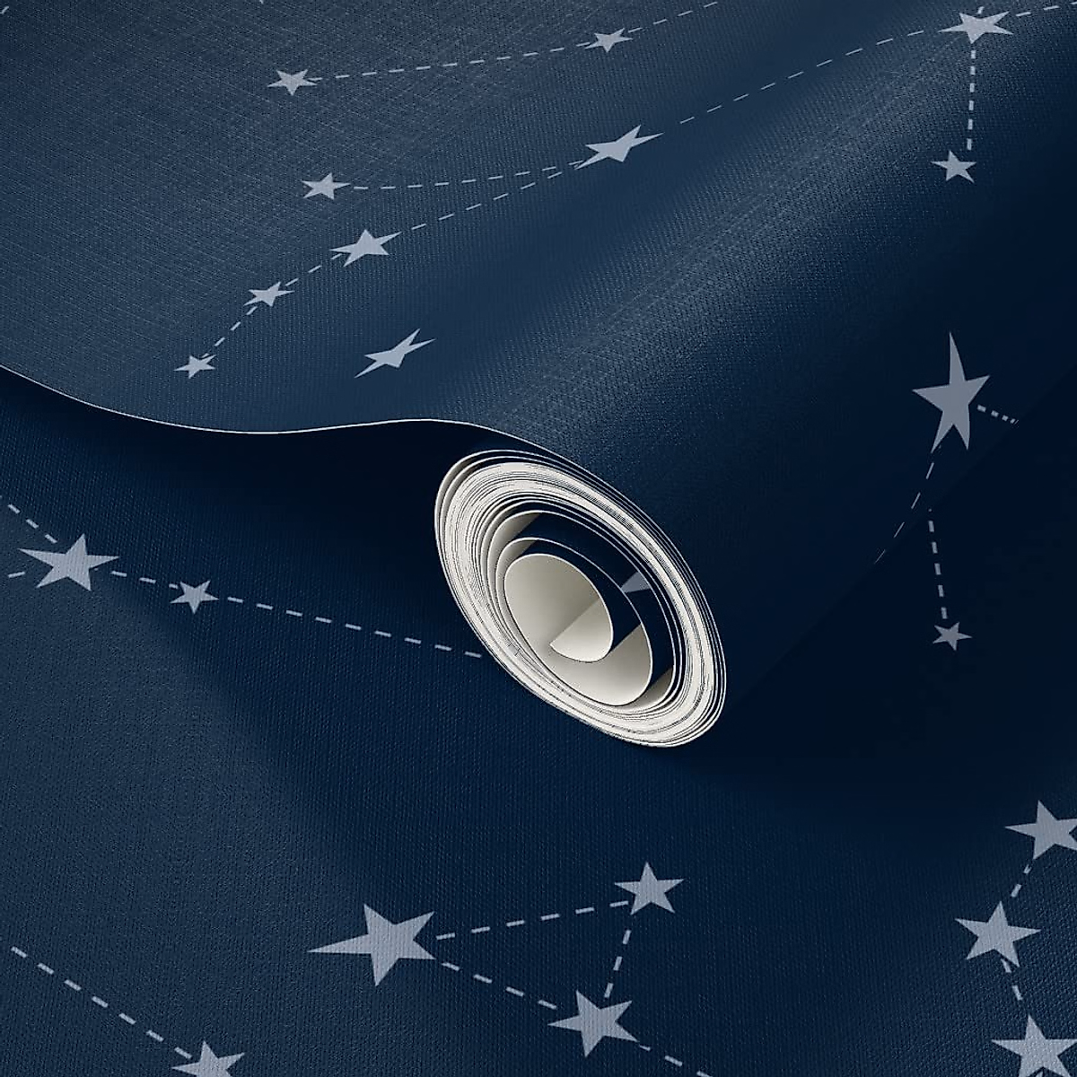 Peel & Stick Wallpaper Swatch - Zodiac Stars Astrology Navy Blue Constellations Night Sky Star Map Custom Removable Wallpaper by Spoonflower