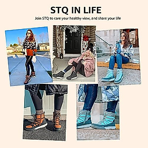 STQ Women Lightweight Winter Walking Boots Suede Insulated Hiking Booties Non-slip with Zipper Black 10