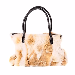 URSFUR Winter Shoulder Bag Women Real Rabbit Fur Handbag Wristlet Clutch Purse