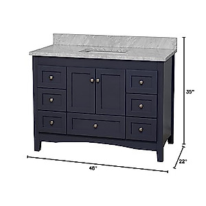 Abbey 48-inch Bathroom Vanity (Marine Gray/Carrara Marble): Includes Marine Gray Cabinet with Authentic Italian Carrara Marble Countertop and White Ceramic Sink