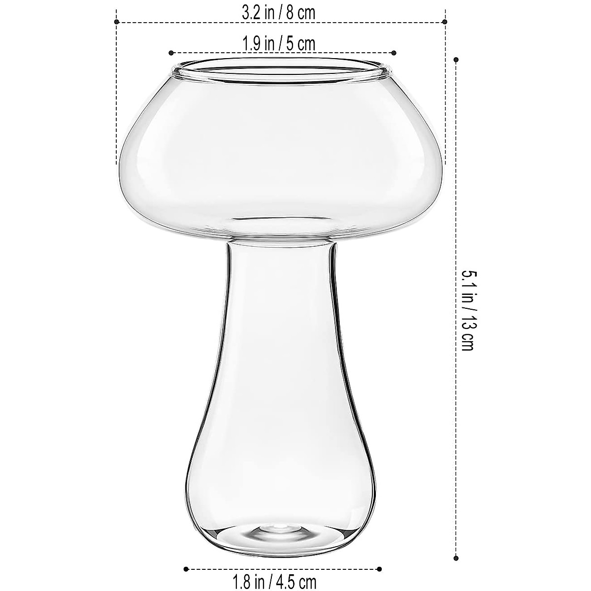 DOITOOL Cocktail Glass, Mushroom Shape Cocktail Glass Cup, Creative Mushroom Drinks Cups Wine Glasses for Home Bar Catering KTV Club Wedding Party, 280ml, 1Pcs