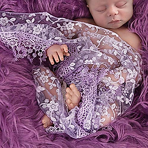 Camidy Baby Photo Props,3pcs Baby Fluffy Blanket + Newborn Wrap + Flower Headband Set Boys Girls DIY Photography Outfits