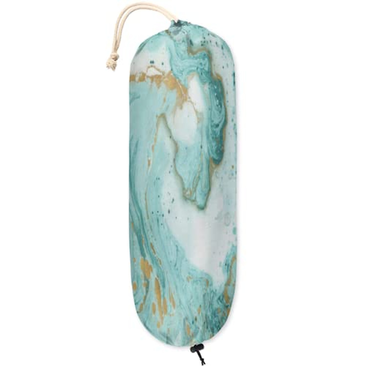 Turquoise Marble Texture Plastic Bag Holder, Teal Art Marble Grocery Bag Storage Holder Garbage Shopping Bag Trash Bags Organizer for Kitchen Home