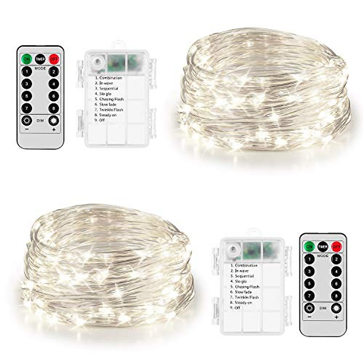 Koxly 2 Pack 20ft 60 Led Fairy Lights with Remote Timer Waterproof Christmas Decor Battery Operated Twinkle Firefly Lights for Bedroom, Garden, Easter, Party, Christmas Indoor and Outdoor Decorations