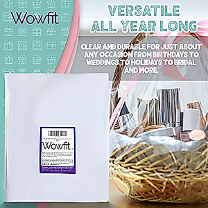 Wowfit Cello Bags,10 CT 24x30 inches Clear Cellophane Bags Perfect for Gift Baskets, Presents, Weddings, Bridal/Baby Showers and More (Flat, No Gusset, 24x30 inches, Not include Ribbon)