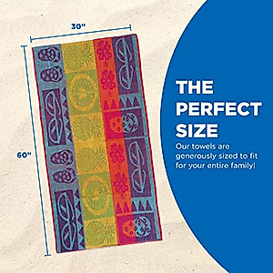 Ben Kaufman Terry Beach & Pool Towel - Large Cotton Towels - Soft & Absorbant - Assorted Colors - 30” x 60” - 4 Pack