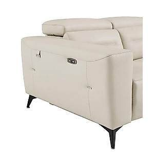 Blackjack Furniture Ferrara Power Reclining Sofa Loveseat with USB Ports to Charge Devices, Adjustable Multi-Position Headrests, Wall Hugger Design, 64.3" W, Beige