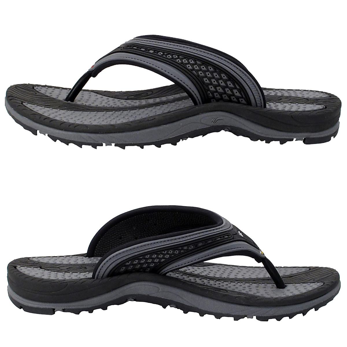 Gold Pigeon Shoes GP Signature Sports Flip-Flops: 8508 Black Grey, Women Size 7-7.5 & Men Size 6.5-7 (8508-blk-38)