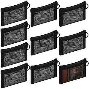 Frienda 10 Pcs Small Mesh Bags with Zipper Mini Zipper Mesh Bags Nylon Cosmetic Coin Purse Pouches Portable Reusable Storage Pouch with Keychain for Women Home Travel(3 x 4 Inch,Black)