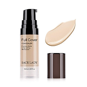 Pro Full Cover Liquid Concealer, Waterproof Smooth Matte Flawless Finish Creamy Concealer Foundation Corrector for Eye Dark Circles Spot Face Concealer Makeup Base, 6ml/0.20Fl Oz
