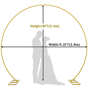 Wokceer 9.2 FT Large Circle Balloon Arch Stand Gold Metal Round Arch Backdrop Stand for Wedding Ceremony Birthday Party Bridal Shower Anniversary Background Decoration