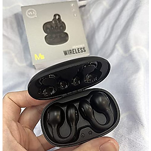 TWS Bluetooth 5.3 Earphones Wireless Headphones Ear Hook HiFi Stereo with Mic Sports Waterproof Headsets Earbuds Noise Reduction (White)