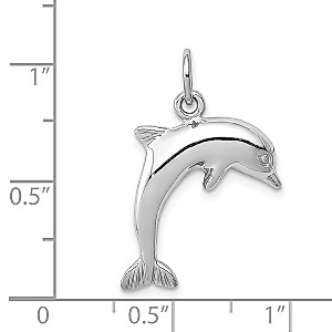 IceCarats 14K White Gold Sea Dolphin Necklace Ocean Fish Pendant Summer Beach Nautical Charm 27mm x 15mm Only