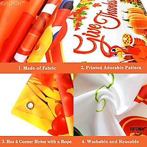 KatchOn, Give Thanks Banner - XtraLarge, 72x44 Inch | Thanksgiving Backdrop for Thanksgiving Decorations | Thanksgiving Wall Banner | Happy Thanksgiving Banner for Thanksgiving Party Decorations