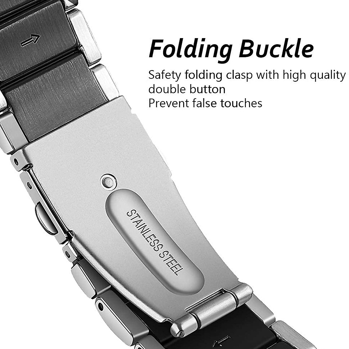 Lamshaw Bands Compatible with Fossil Gen 6 Smartwatch Band Solid Stainless Steel Metal Band for Fossil Gen 6 42mm / 44mm Smartwatch (Silver-Black, MEN-44MM)