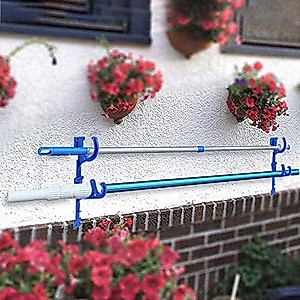 WAITLOVER Pool Pole Hanger Leaf Rakes Vacuum Hose with Screw Blue Tools Multi Purpose Brushes Skimmers Plastic Outdoor Garden Holder D7y4