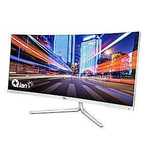 Qian 30" Ultra Wide FHD 1080P Curved Computer Monitor,100 Hz VA Panel Office Monitor, 21:9 Aspect Ratio,178°Viewing Angle,16.7M Display Colors,Framless AMD Freesync GSync,Tilt Adjustable