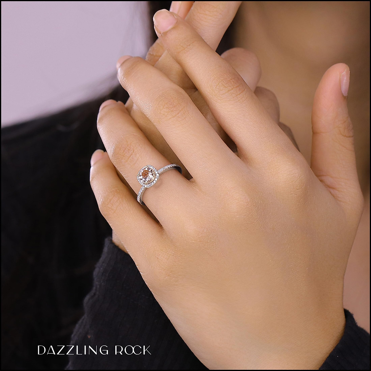 Dazzlingrock Collection 6MM Round Morganite & White Diamond Halo Engagement Ring for Women in 10K Rose Gold Size 6