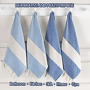 Hiera Home Turkish Hand Towels Set of 4 | 100% Cotton Decorative Towels for Bathroom, Kitchen, Gym, Yoga, SPA | Soft, Absorbent and Quick Dry Farmhouse Towels for Hands, Hair and Face | 19x39 inches