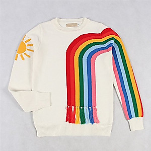 Wennikids Toddler Boys Girls Kids Rainbow Knit Pullovers Sweater Outwear Clothes Medium