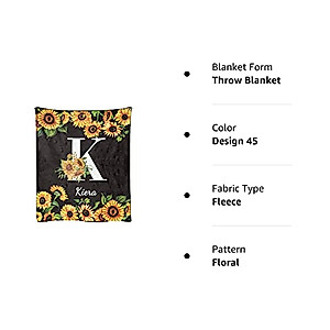 Personalized Name and Initial Letter Sunflower Blanket for Sister Ultra-Soft Fleece Blanket 30" x 40"