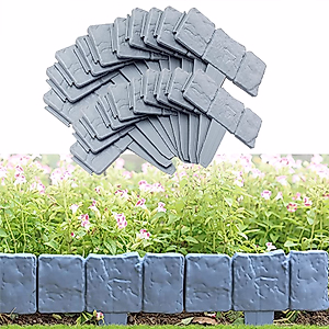 GOCHUSX Interlocking Garden Edging Cobbled Stone Effect Plastic Lawn Plant Border Just Hammer in, Ideal for Flowerbeds Paths and Lawns (Color : Gray, Size : 20pcs)
