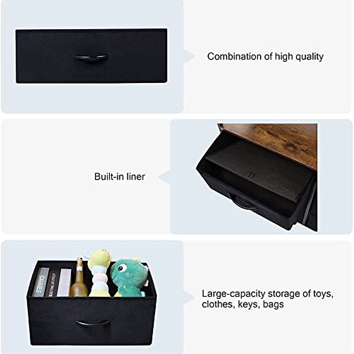 HIGOH Bedside Table Nightstand with Fabric DrawerBedside Furniture End Table Dresser for Bedroom Living Room Sofa Couch, Hall, Easy Assembly