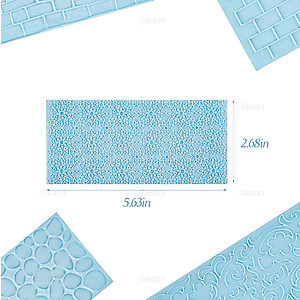 AUEAR, 6 Pack Fondant Impression Mat Mold Set Brick Wall Flower Cobblestone Embossed Tree Bark Stone Wall Texture Design for Cupcake Biscuits Top Edging Decoration