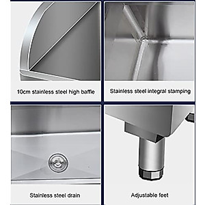 Commercial Floor Mop Sink, Heavy Duty 304 Stainless Steel Service Basin Wash Station with Large-Diameter Drainage Holes, for Garage, Shop, Basement,17.7in