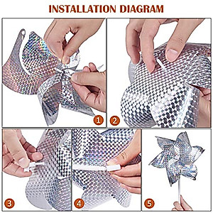 JFDWOPHT Reflective Pinwheels, High-Efficiency Reflective Material, Keep Birds Away from Garden - 10 Pack (Pinwheel)