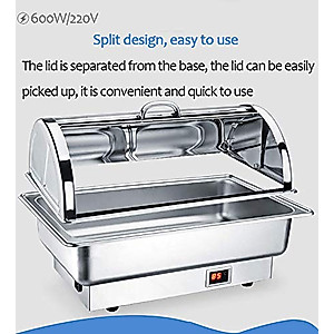 Stainless Steel Chafing Dishes 9L Buffet Server and Warmers Catering Food Warmers with 90° Half Clamshell for Parties Buffets Banquets - Adjustable (Full Size)
