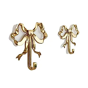 PXYWSWD Home Decorative Hook for Hanging Bow-Knot Brass Hook for Towels Wall Hooks for Hanging Hook for Coat Hat Multi-Purpose Hooks (Color : Gold, Size : Pack of 2)